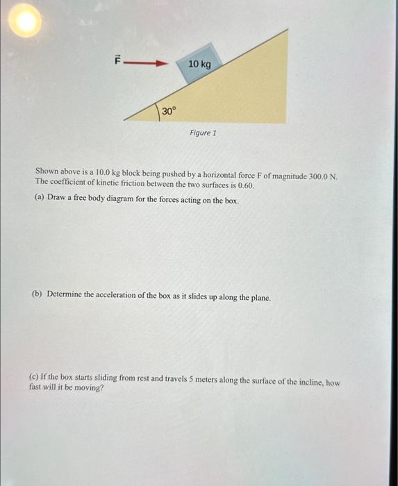 Solved Shown above is a 10.0 kg block being pushed by a | Chegg.com