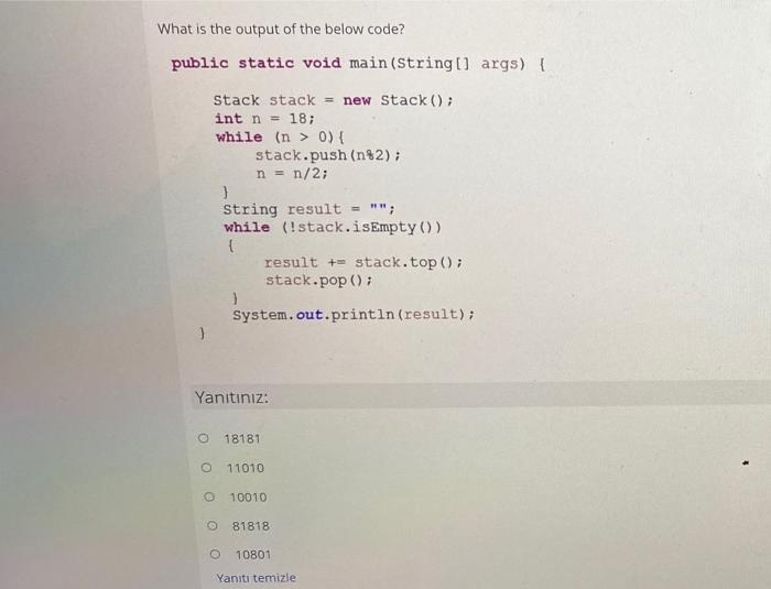 Solved What is the output of the below code? public static | Chegg.com
