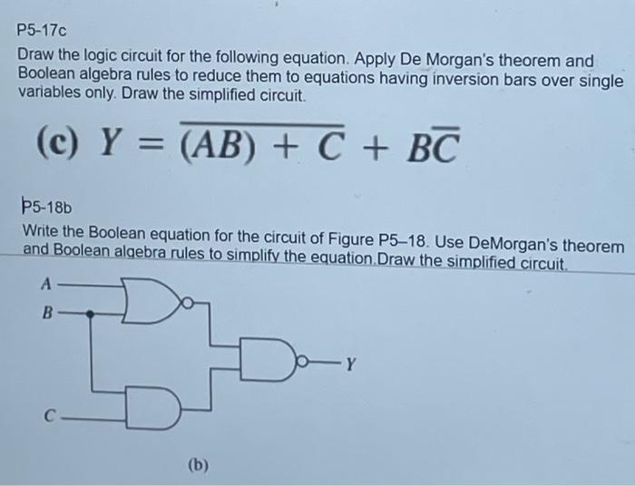 Solved P5-17c Draw the logic circuit for the following | Chegg.com