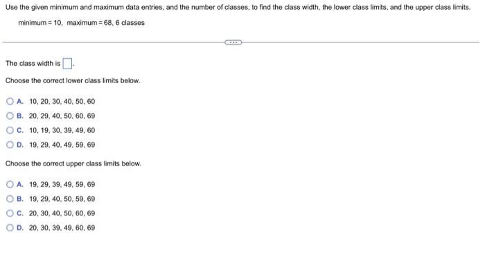 Solved Use The Given Minimum And Maximum Data Entries And 5091