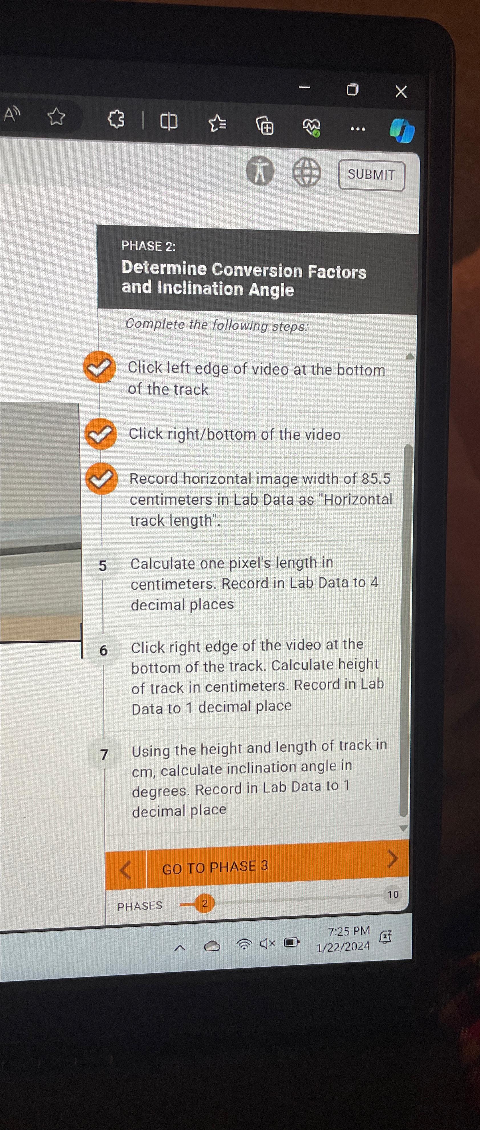 Solved PHASE 2:Determine Conversion Factors and Inclination | Chegg.com