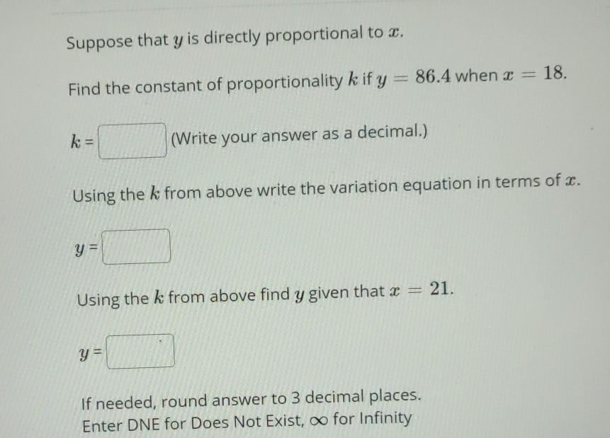 Solved Suppose that y is directly proportional too. Find the | Chegg.com