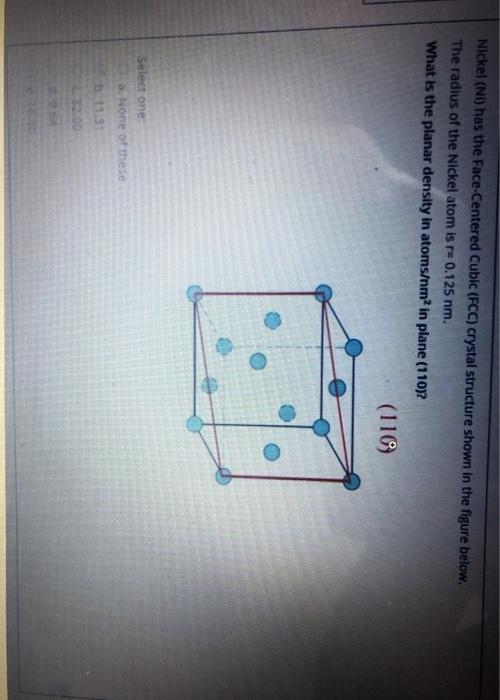 Solved Nickel (Ni) has the Face-Centered Cubic (FCC) crystal | Chegg.com