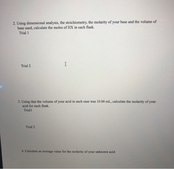 Solved Then copy the unknown number and buret readings into | Chegg.com