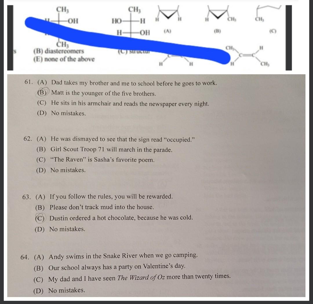 Solved please circle the answer that has a grammatical | Chegg.com