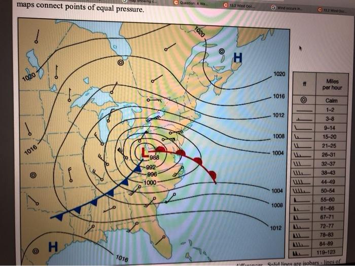 Solved maps connect points of equal pressure. C Question: A | Chegg.com