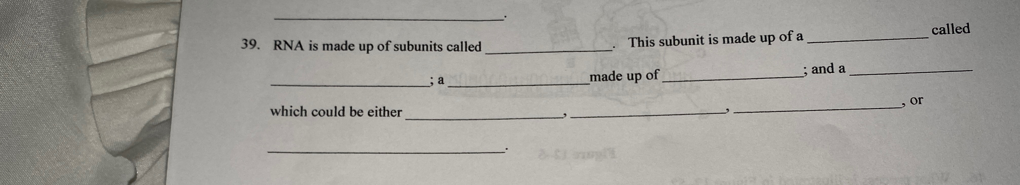 Solved RNA is made up of subunits called q, - ﻿This subunit | Chegg.com