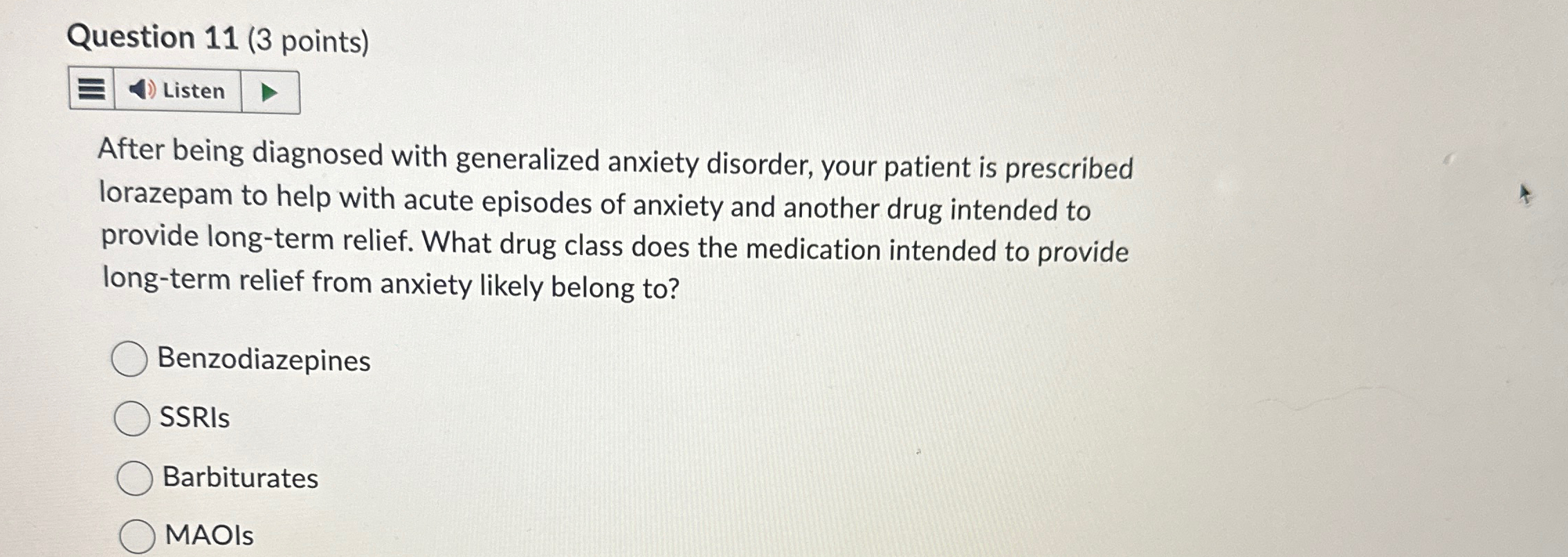 Solved Question 11 (3 ﻿points) After being diagnosed with | Chegg.com