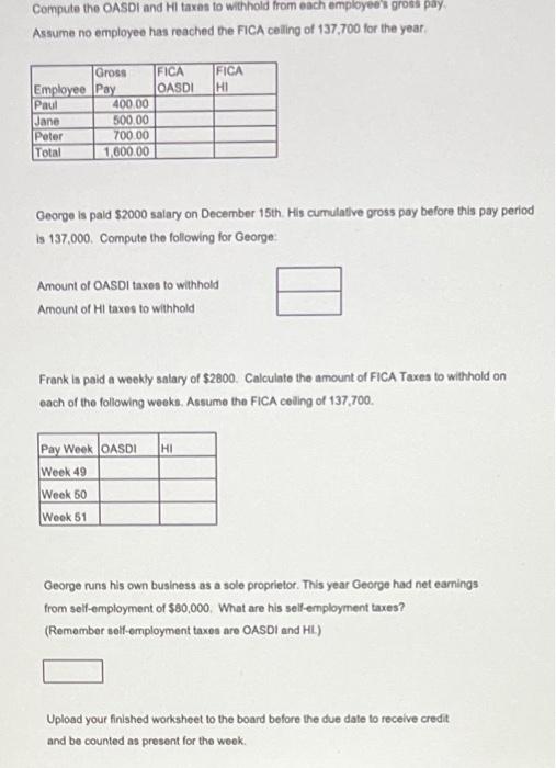 Solved Compute the OASDI and HI taxns to Withhold from each | Chegg.com