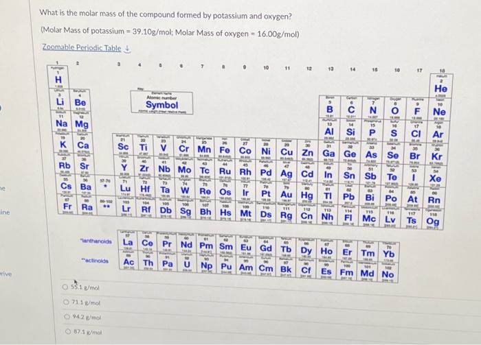 Solved What is the molar mass of the compound formed by | Chegg.com