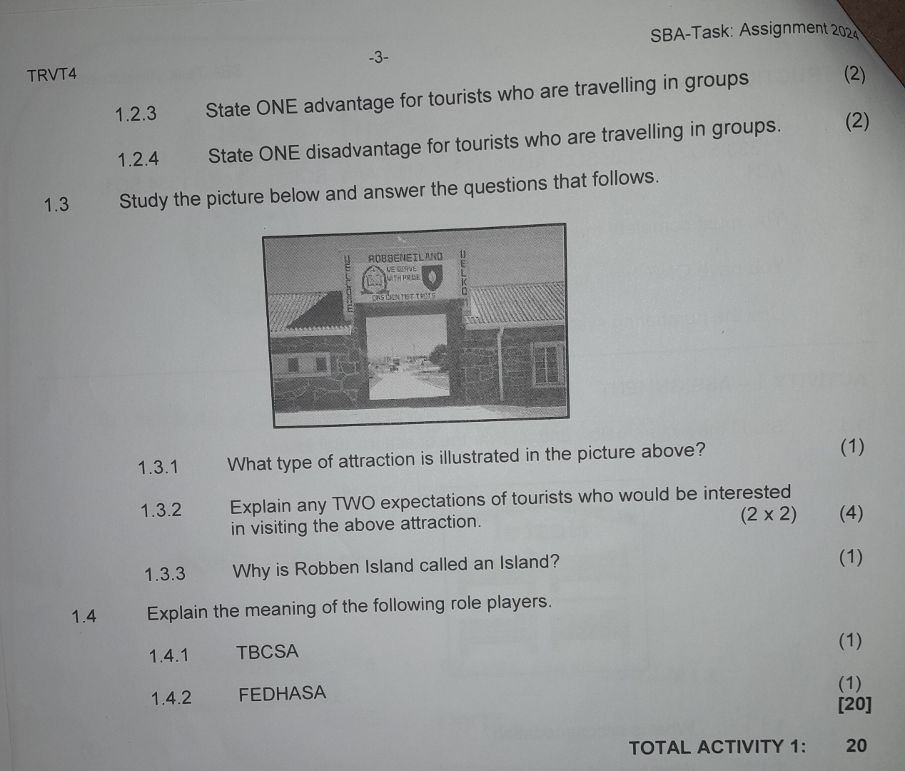 Solved -3-SBA-Task: Assignment 2024TRVT4(2)1.2.3 ﻿State ONE | Chegg.com