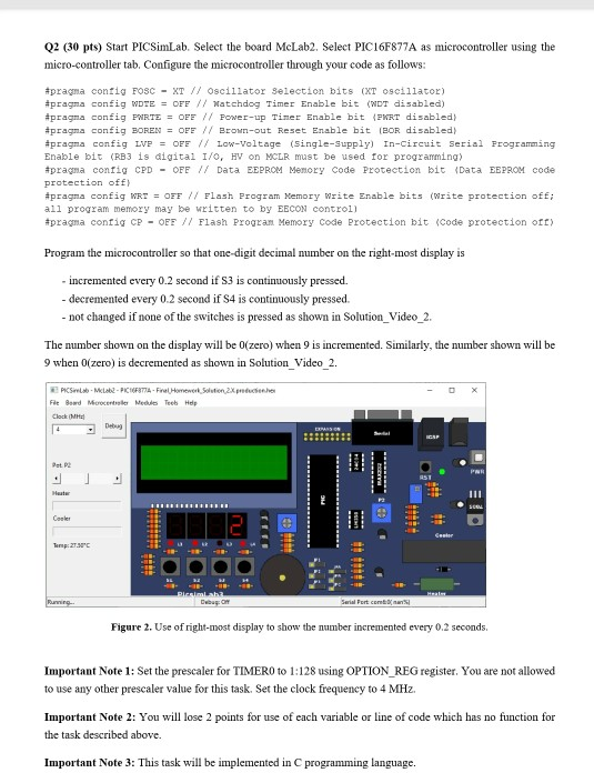 Q2 (30 pts) Start PICSimLab Select the board McLab2. | Chegg.com