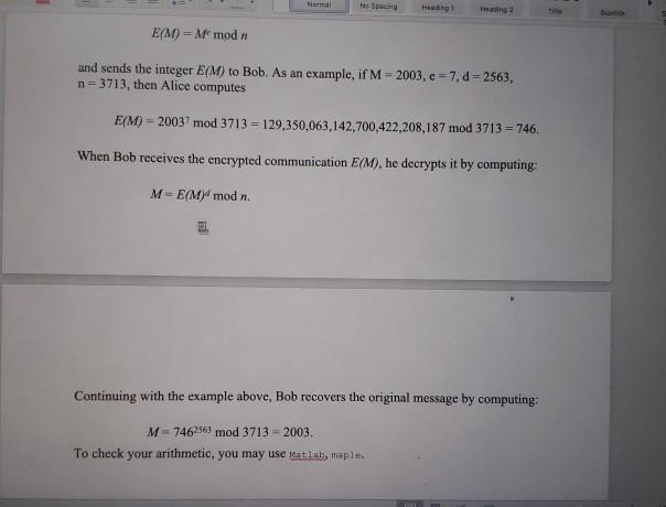 Solved RSA Public-Key Cryptosystem Overview. Write a program | Chegg.com