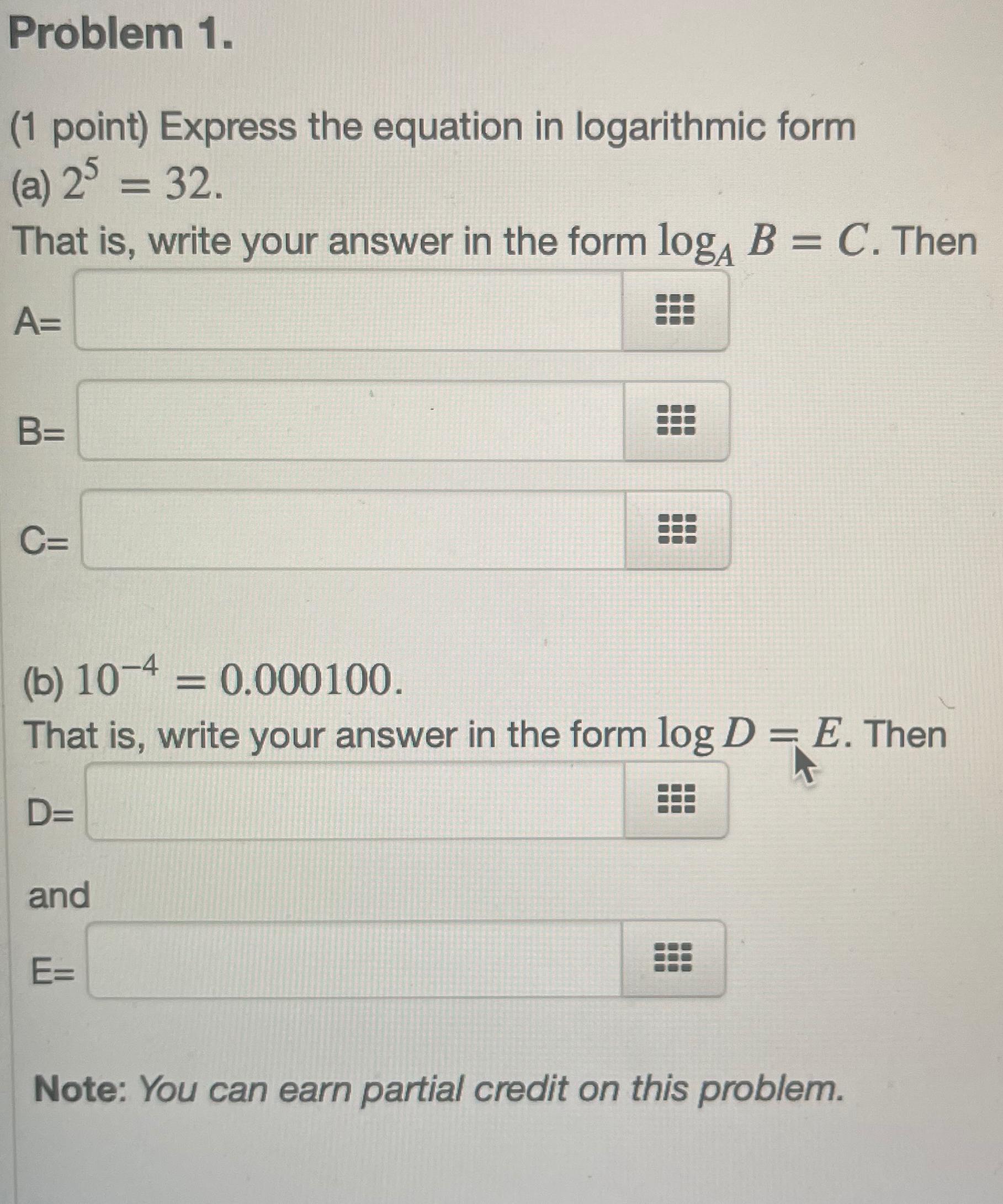 Solved Problem 1.(1 ﻿point) ﻿Express the equation in | Chegg.com