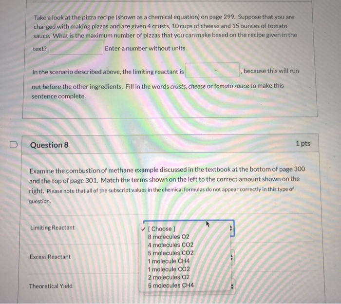 Solved Take a look at the pizza recipe (shown as a chemical | Chegg.com
