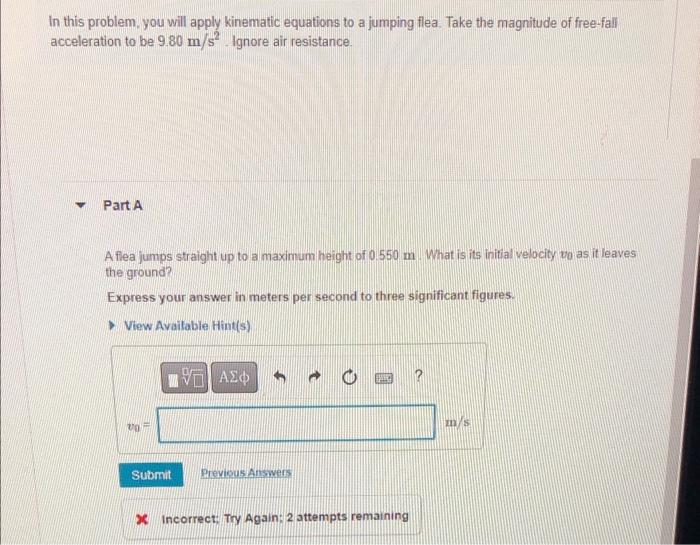 Solved In this problem. you will apply kinematic equations | Chegg.com