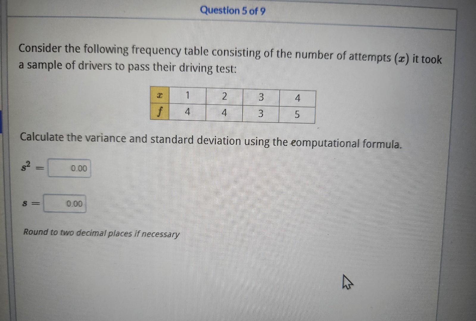 Solved Calculate the variance and standard deviation using | Chegg.com