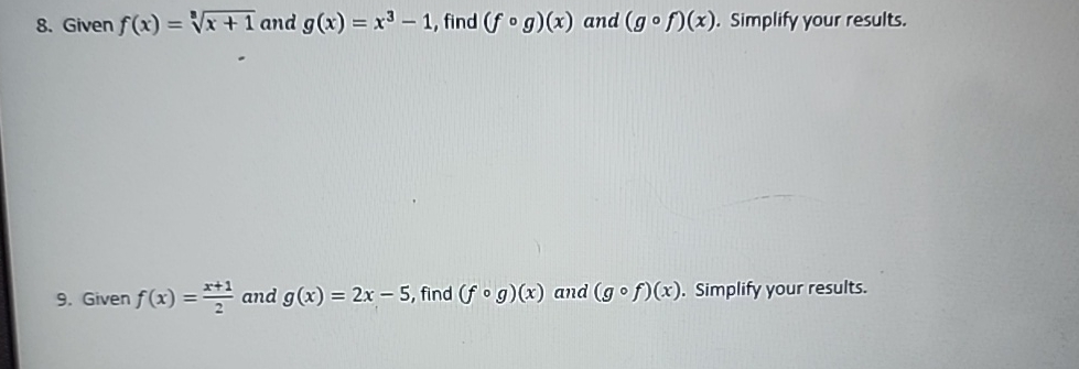 Solved Given f(x)=x+13 ﻿and g(x)=x3-1, ﻿find (f@g)(x) ﻿and | Chegg.com