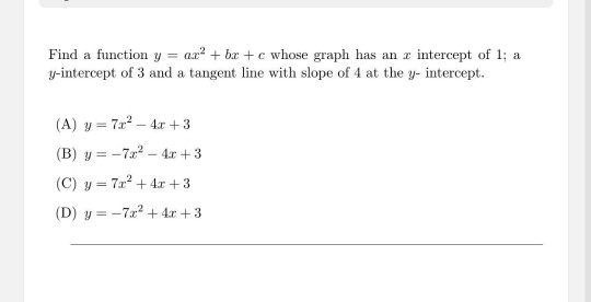 Solved Find a function y = ax + bx + c whose graph has an e | Chegg.com