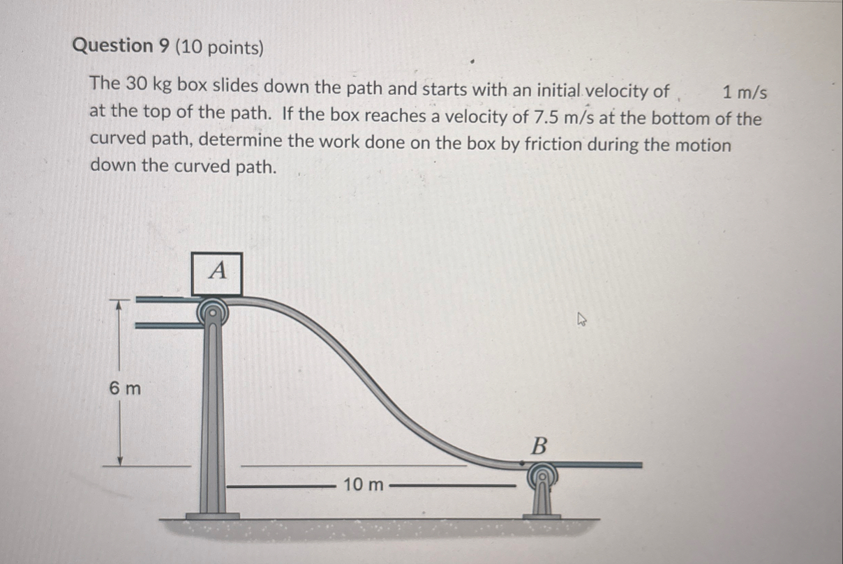 Solved Question 9 (10 ﻿points)The 30 ﻿kg box slides down the | Chegg.com