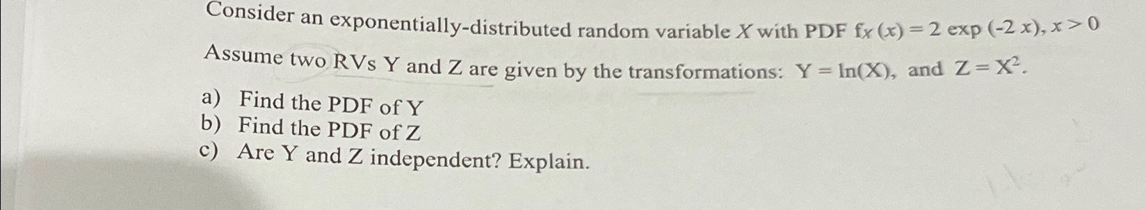 Solved Consider an exponentially-distributed random variable | Chegg.com
