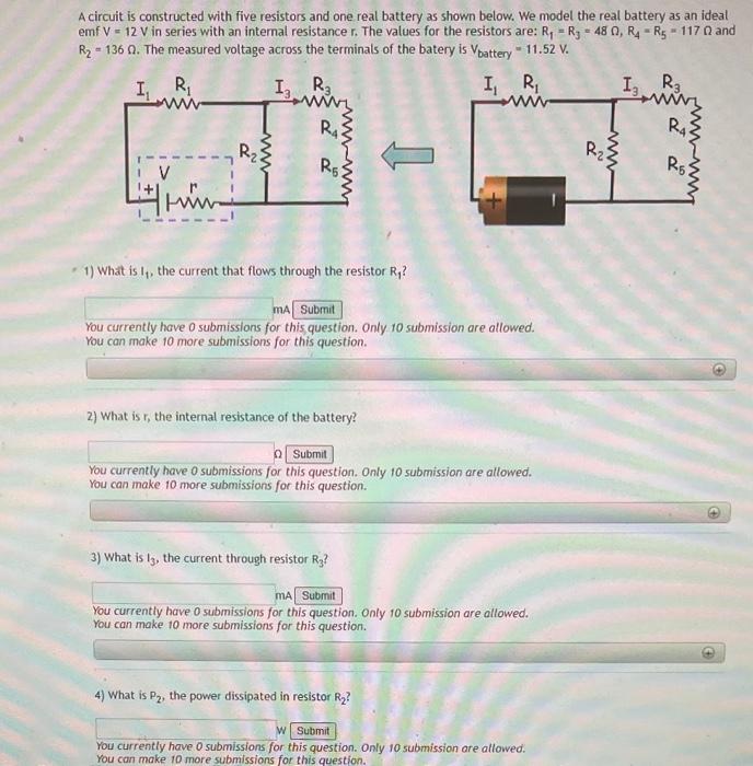 Solved A circuit is constructed with five resistors and one | Chegg.com