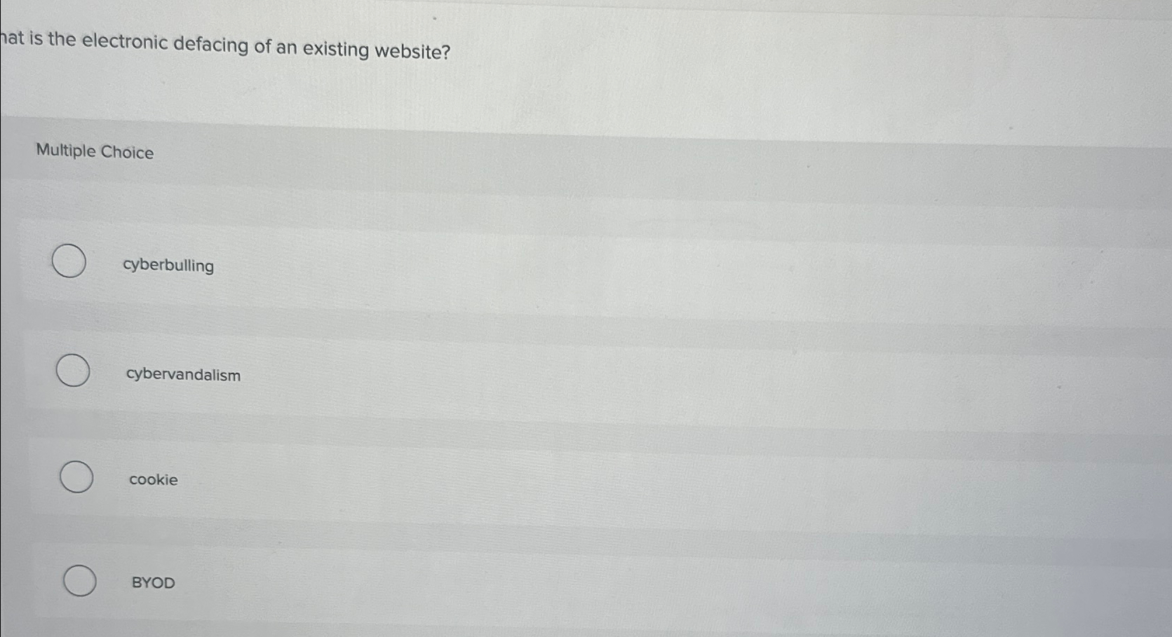 Solved hat is the electronic defacing of an existing | Chegg.com