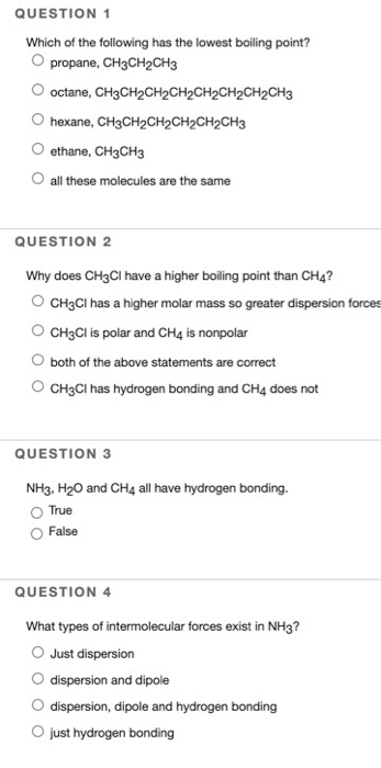 Solved QUESTION 1 Which of the following has the lowest | Chegg.com