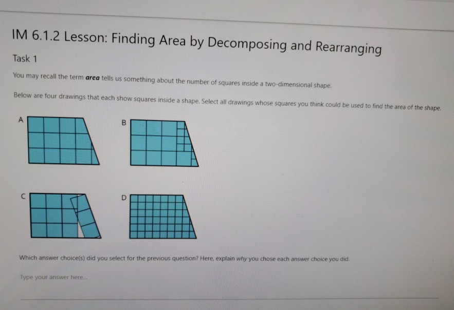 IM 6.1.2 Lesson: Finding Area by Decomposing and | Chegg.com