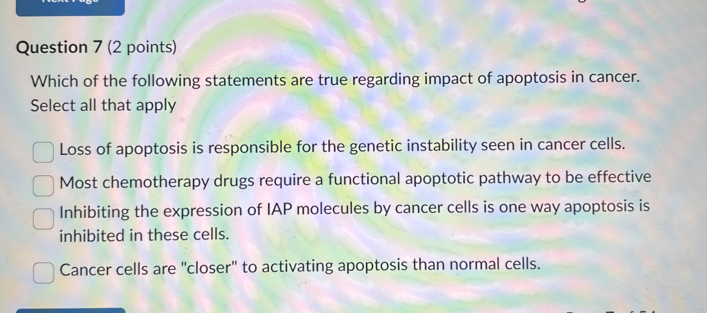 Solved Question 7 (2 ﻿points)Which of the following | Chegg.com