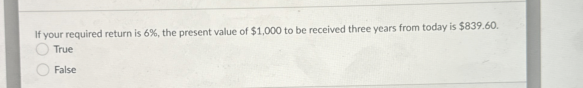 Solved If your required return is 6%, ﻿the present value of | Chegg.com
