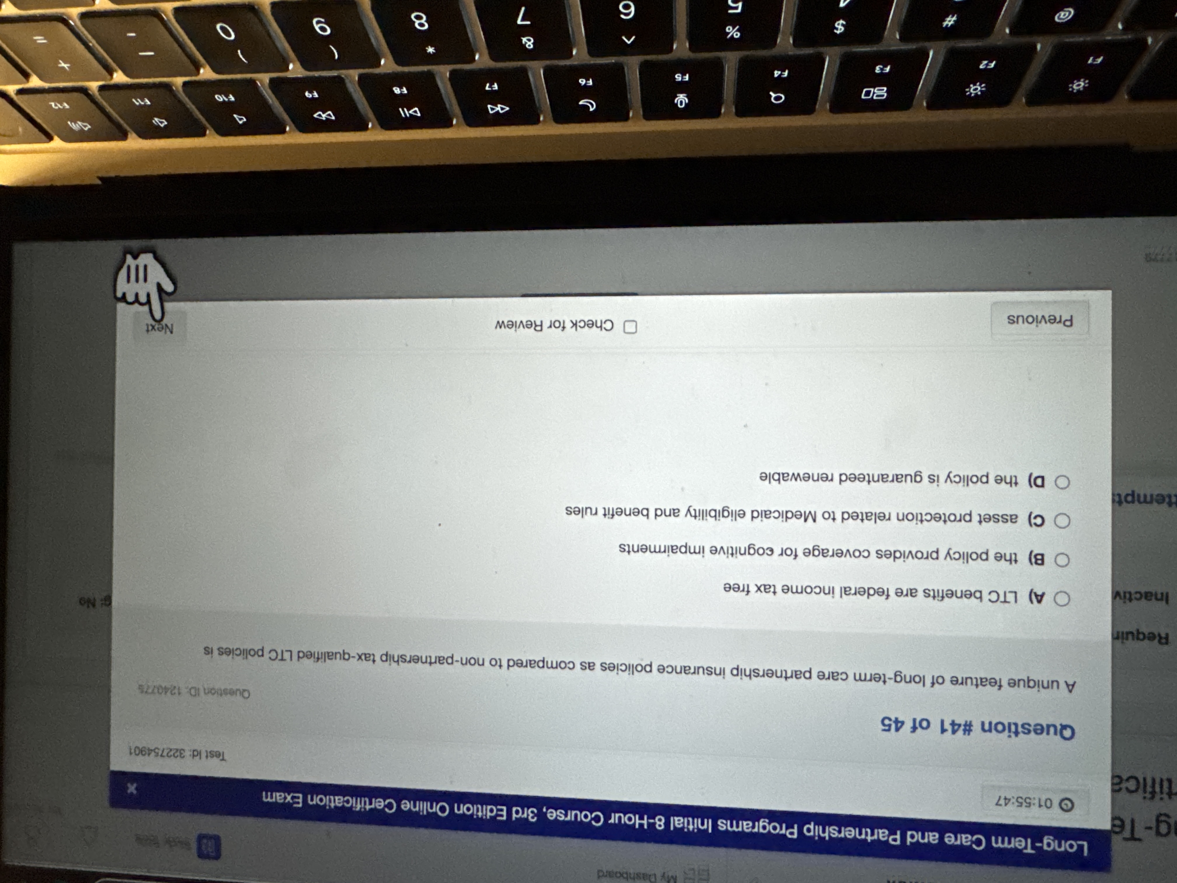 Solved Question \#41 ﻿of 45A unique feature of long-term | Chegg.com