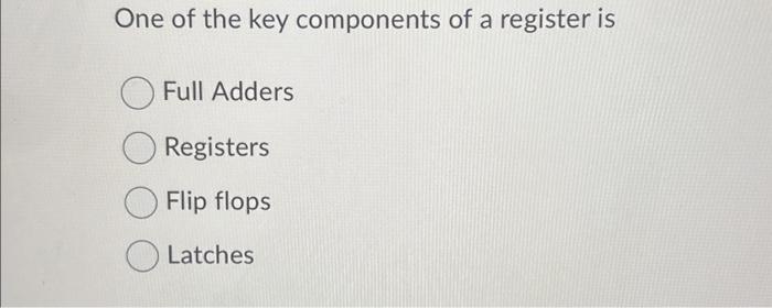 Solved One of the key components of a register is O Full | Chegg.com