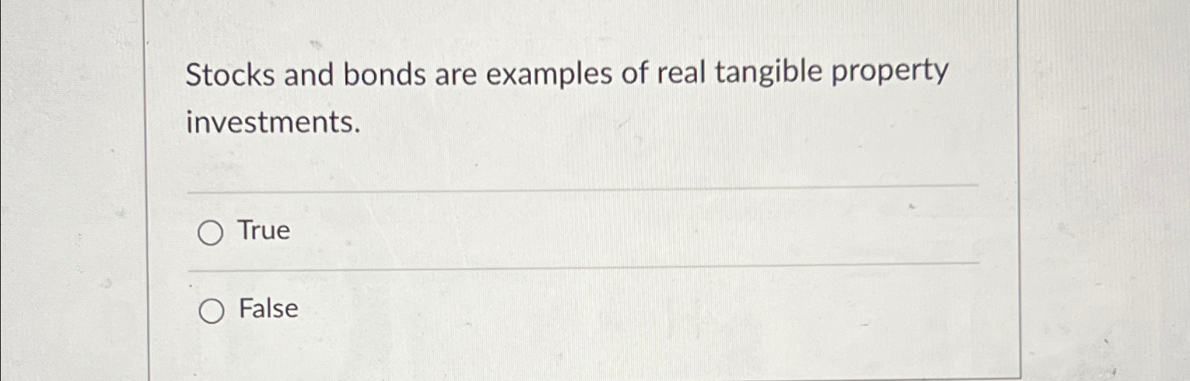 Solved Stocks and bonds are examples of real tangible | Chegg.com