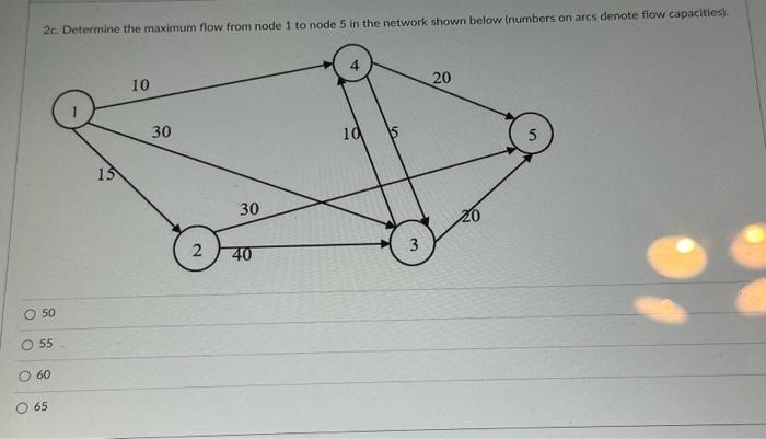Solved 2c Determine The Maximum Flow From Node 1 To Node 5 0718