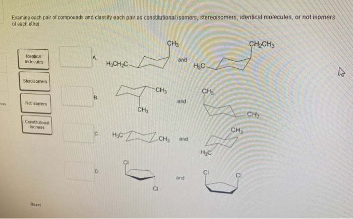 Solved Examine each pair of compounds and classify each pair | Chegg.com