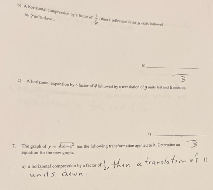 Solved 6. Write the equation of the transformed function | Chegg.com