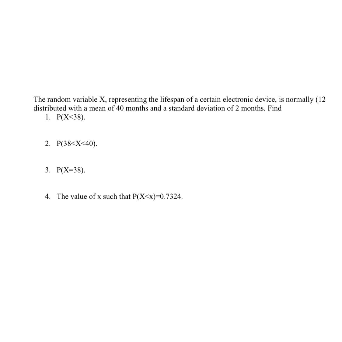 Solved The random variable x, ﻿representing the lifespan of | Chegg.com