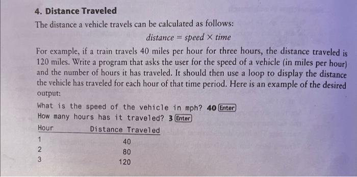 Solved The distance a vehicle travels can be calculated as | Chegg.com