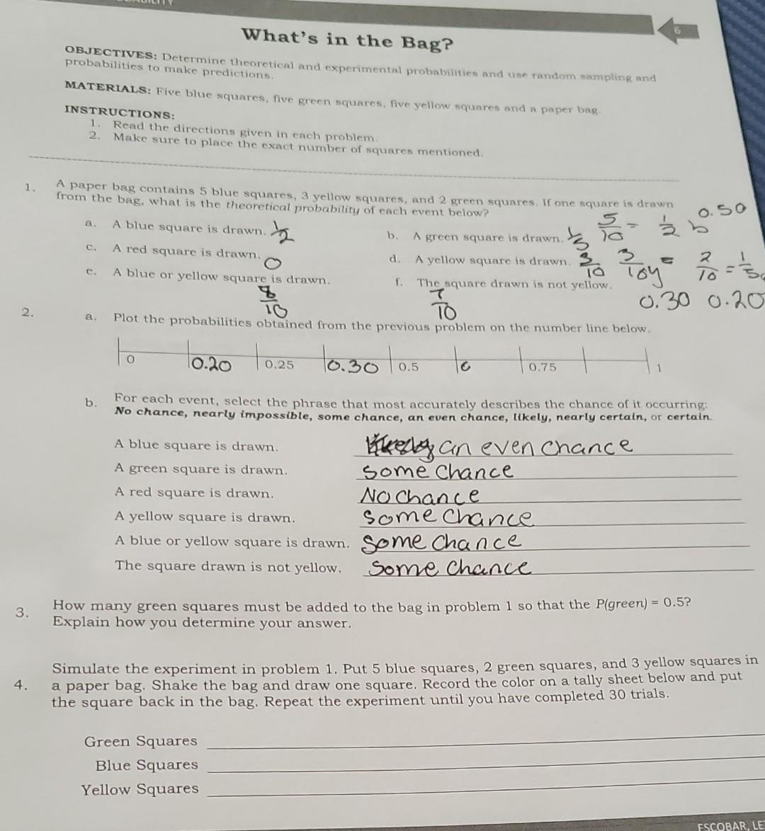 Solved What's in the Bag? OBJECTIVEs: Determine theoretical | Chegg.com