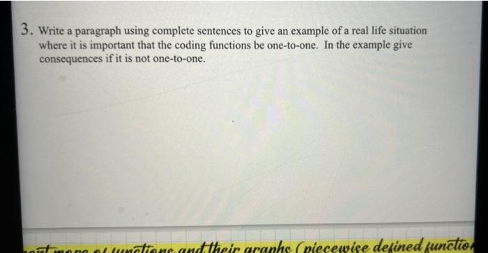 Solved 3. Write a paragraph using complete sentences to give | Chegg.com