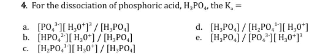 Solved For the dissociation of phosphoric acid, H3PO4, ﻿the | Chegg.com