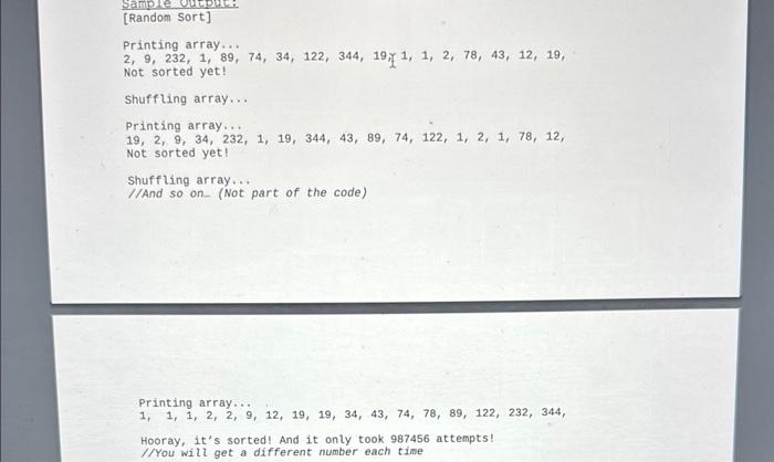Solved Assignment 6B: Random Sort. In lecture, we told you | Chegg.com