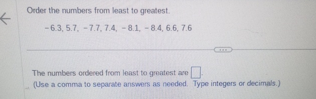 Solved Order the numbers from least to | Chegg.com