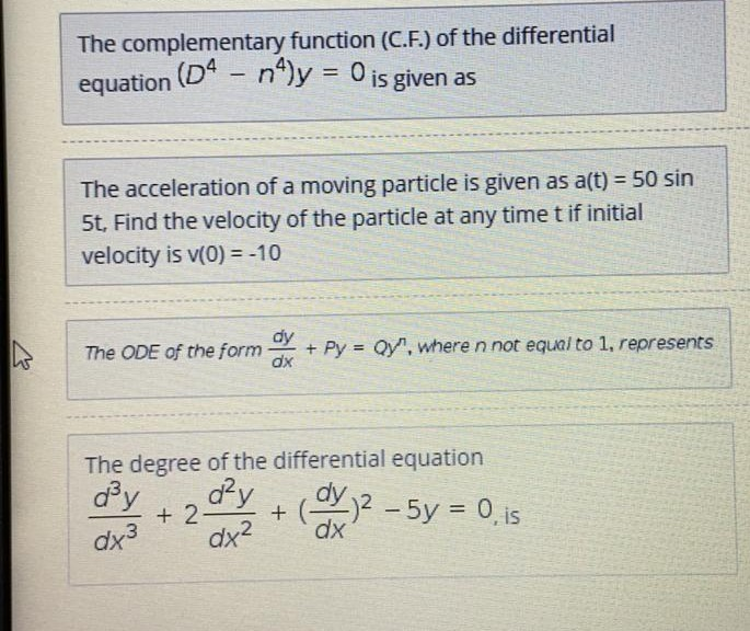 Solved The complementary function (C.F.) of the differential | Chegg.com