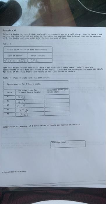 Solved Procedure $2 Select a device to record tine, | Chegg.com