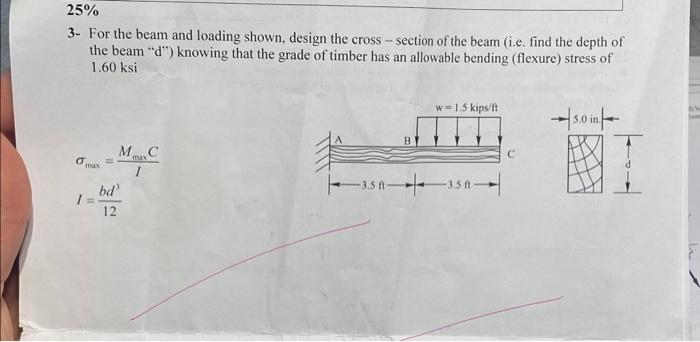Solved 3- For the beam and loading shown, design the cross - | Chegg.com