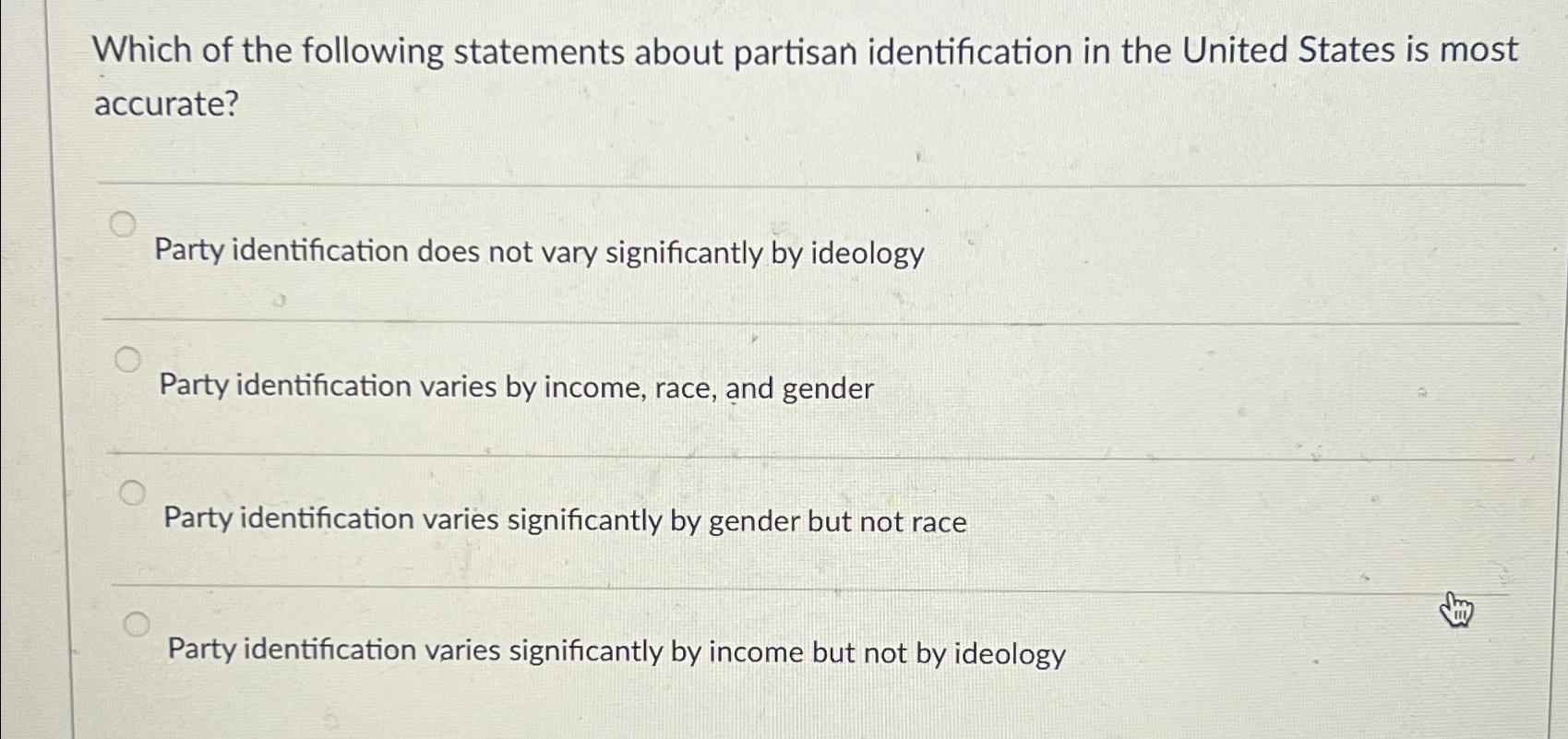 Solved Which of the following statements about partisan | Chegg.com