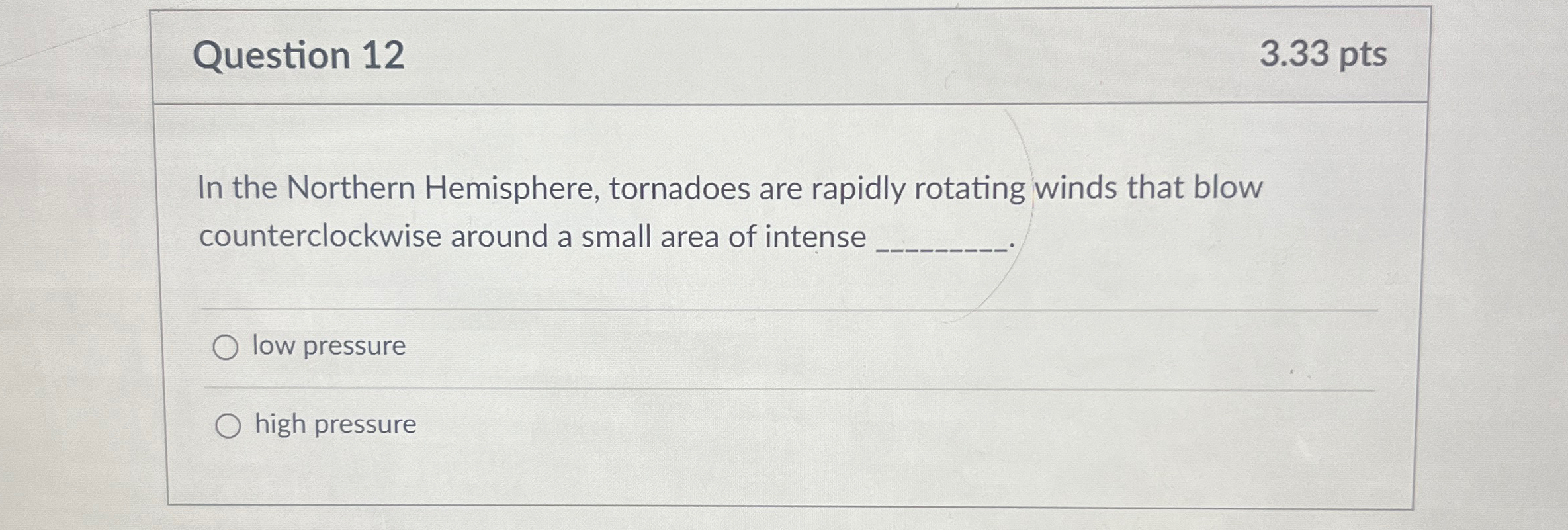 Solved Question 123.33 ﻿ptsIn the Northern Hemisphere, | Chegg.com