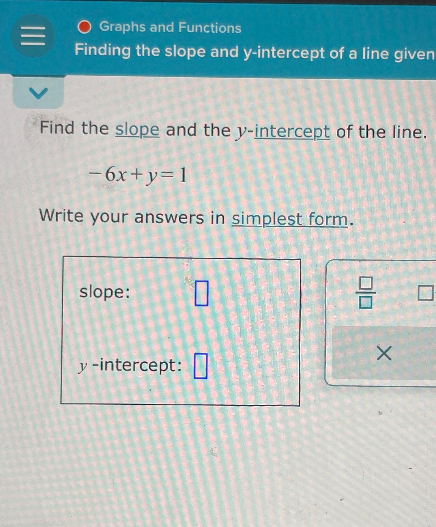 Solved Graphs and FunctionsFinding the slope and y-intercept | Chegg.com